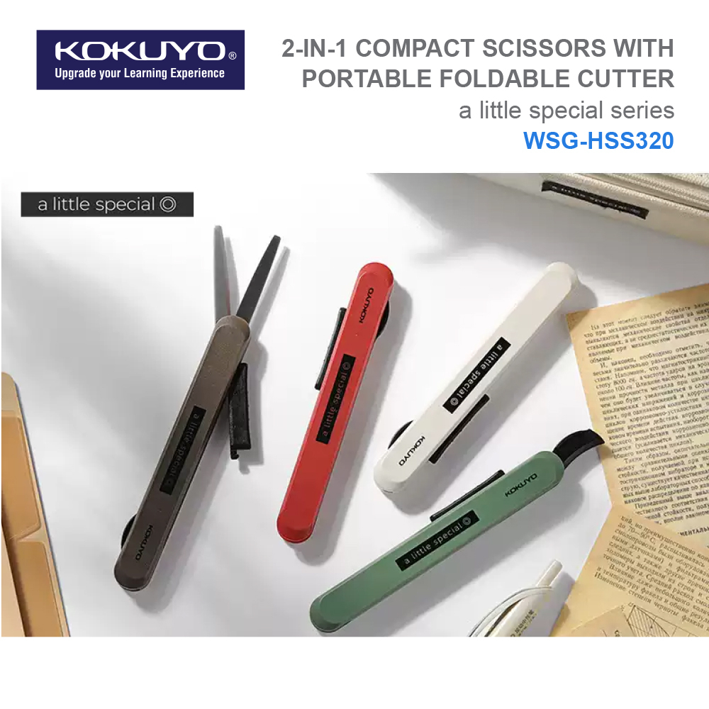 KOKUYO 2-In-1 Compact Scissors with Portable Foldable Cutter | a little ...