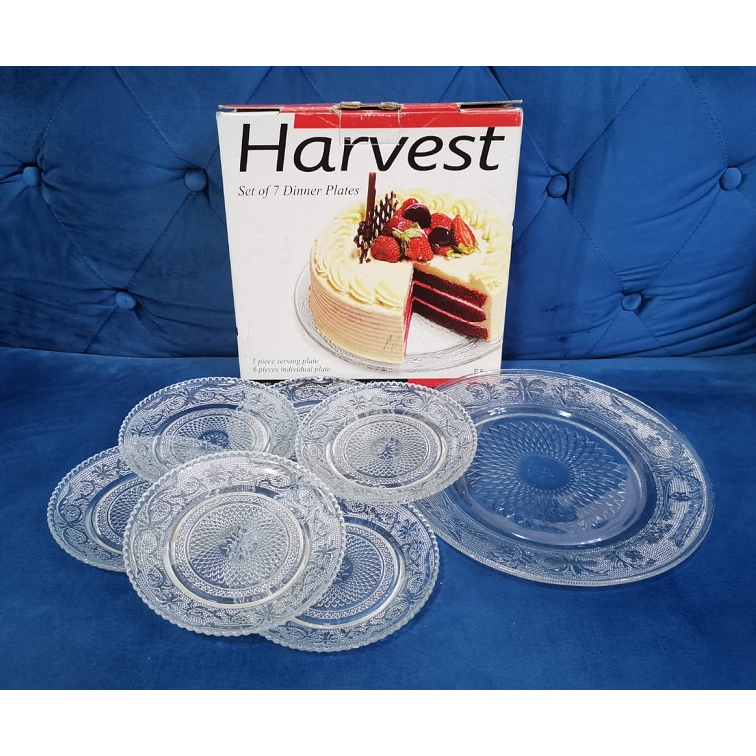 7 Pcs HARVEST FNG Glass Cake Plates. Pinggan Kek Kaca | Shopee Malaysia