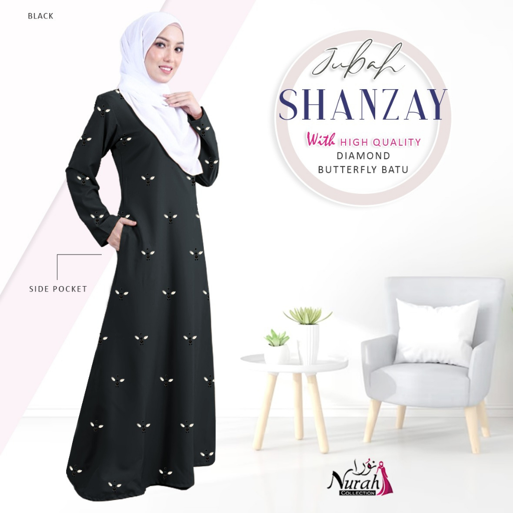 High Quality Stylish Jubah Muslimah Side Pocket With Front Butterfly ...
