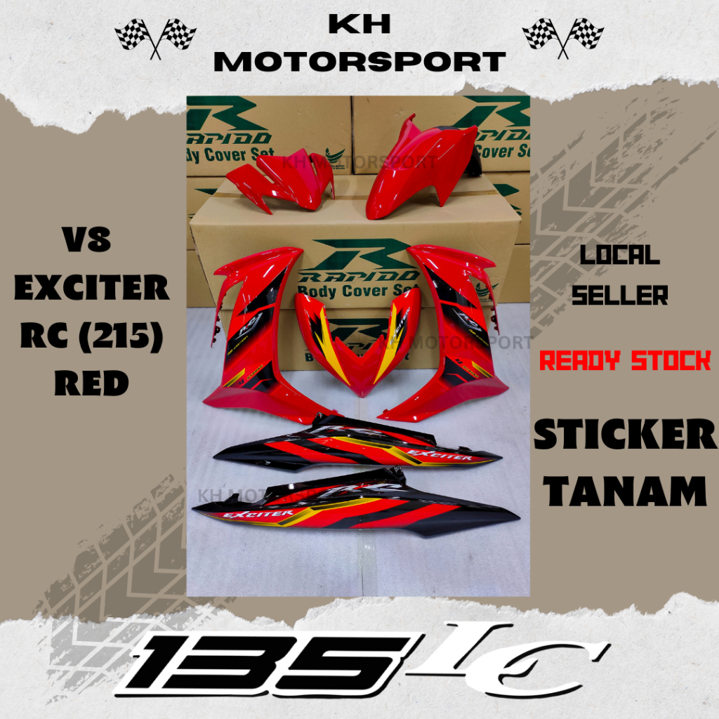 YAMAHA LC135 V8 EXCITER RC (215) RED COVERSET (STICKER TANAM/AIRBRUSH ...