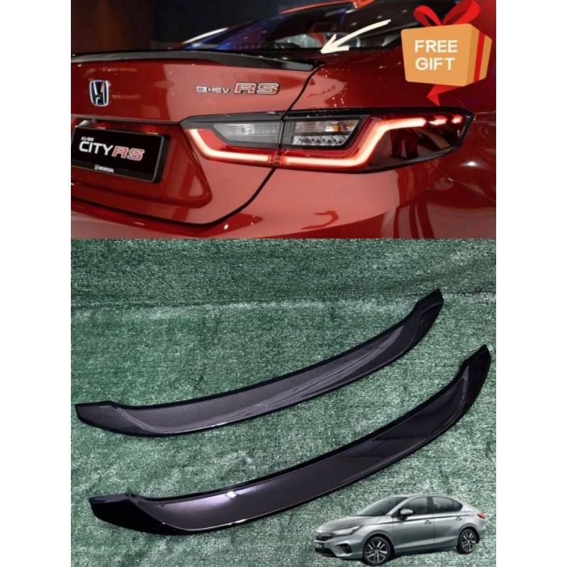 Honda City 2020 2021 2022 gn2 RS Spoiler Spoiler with paint Gloss Black / carbon look High ...