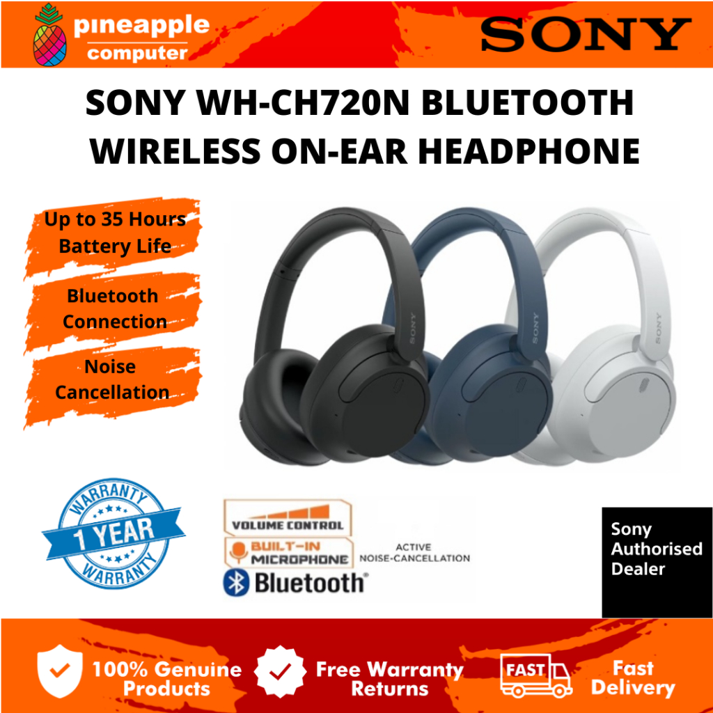 Sony WH-CH720N Active Noise Cancelling Bluetooth Wireless On-Ear ...