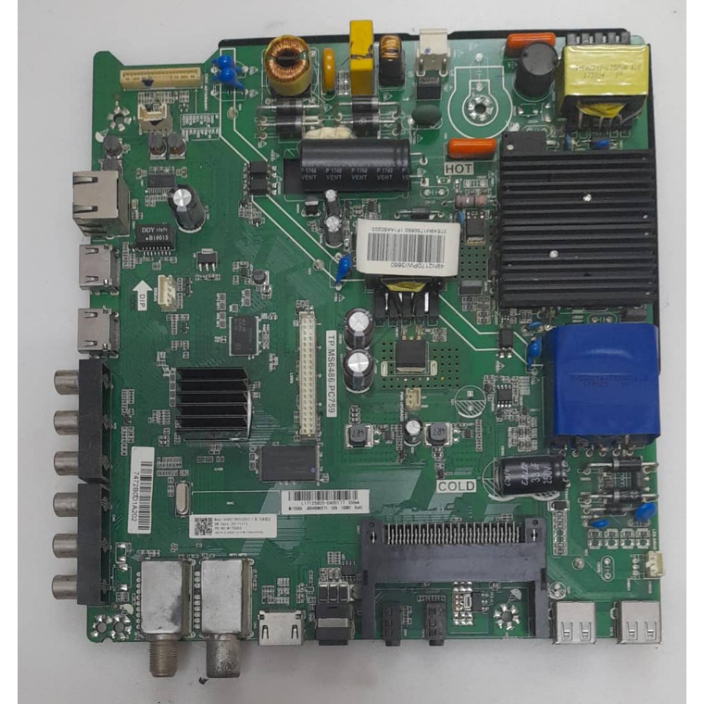 (C041) Hisense 49N2170PW Mainboard, Tcon, Tcon Ribbon, Wifi, LVDS, Button. Used TV Spare Part ...