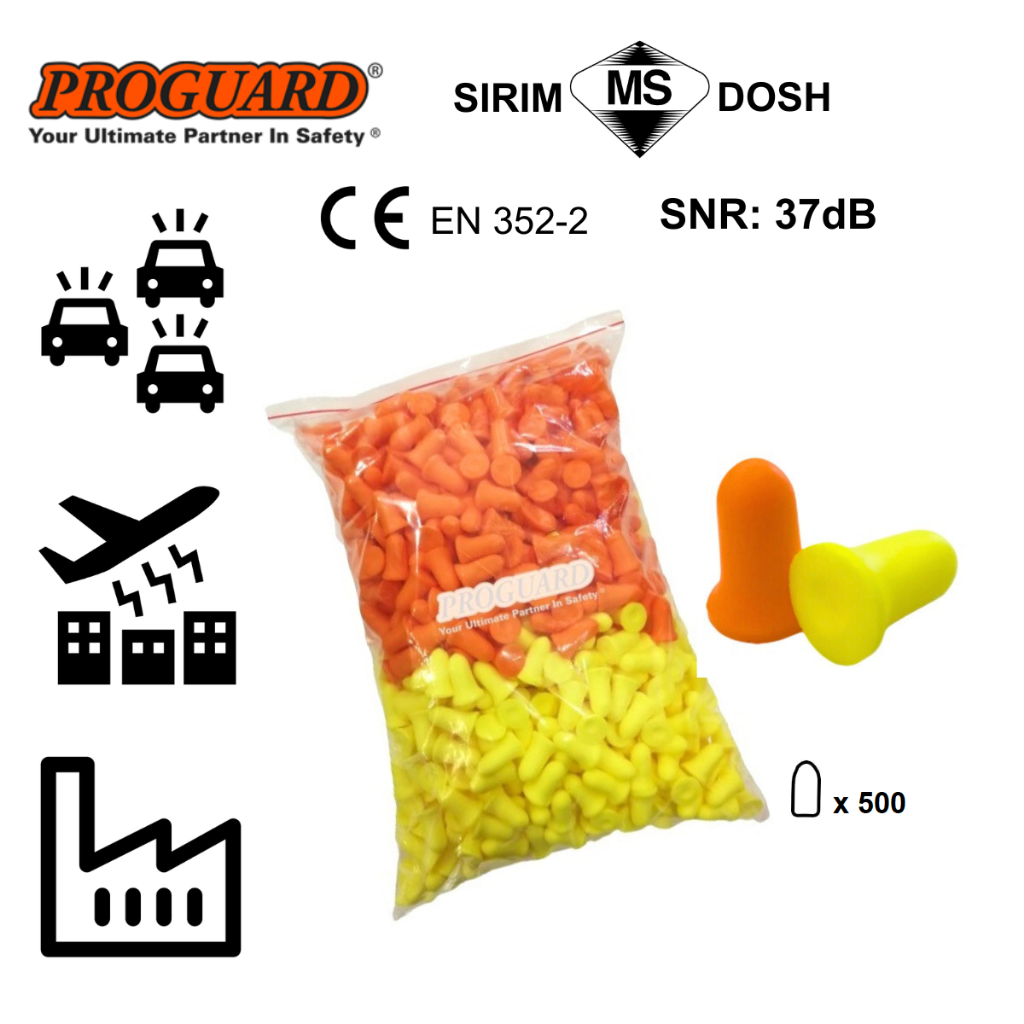(500 Pieces/Pack) SNR 37dB Refill Pack Disposable Uncorded Foam Earplug ...
