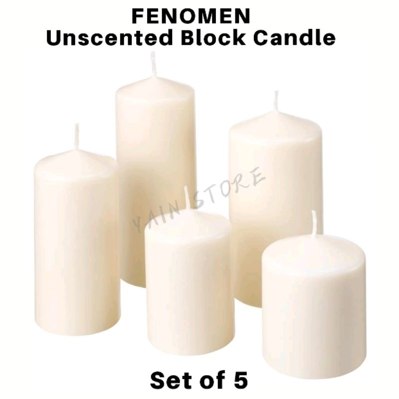 IKEA FENOMEN Unscented Block Candle, Set of 5, Natural | Shopee Malaysia