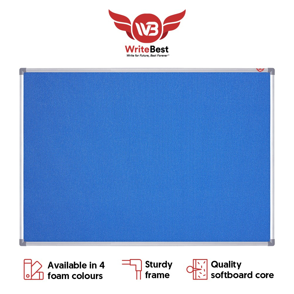 Writebest Aluminium Frame Notice Board Foam Surface (Blue) 60cm x 90cm ...