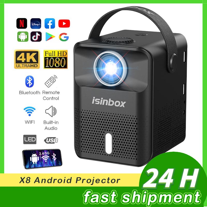 【Free shipping】X8 Android 9.0 Bluetooth Projector 8000 Lumens 1080P HD ...