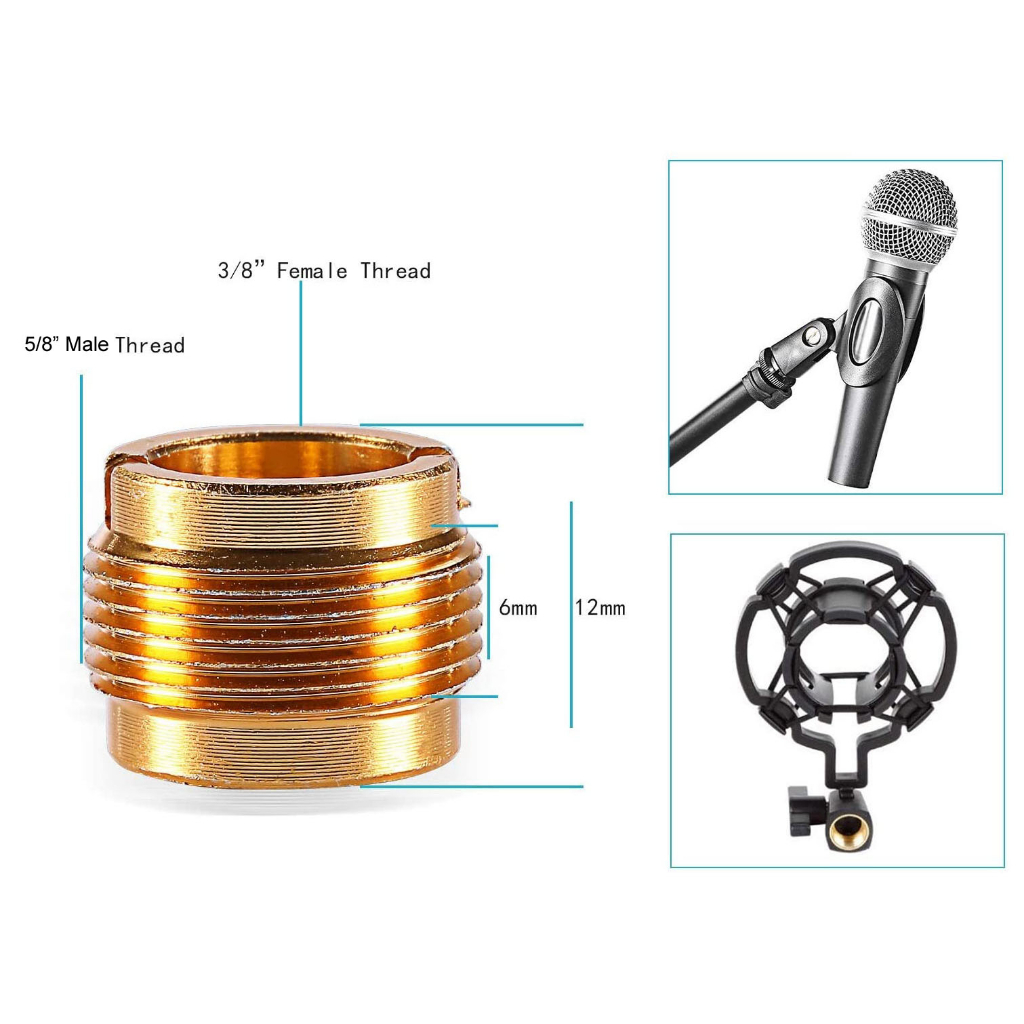 Screw Adapter 3/8'' Threadhole(F) - 5/8'' Thread Screw(M) for Mic Clip ...