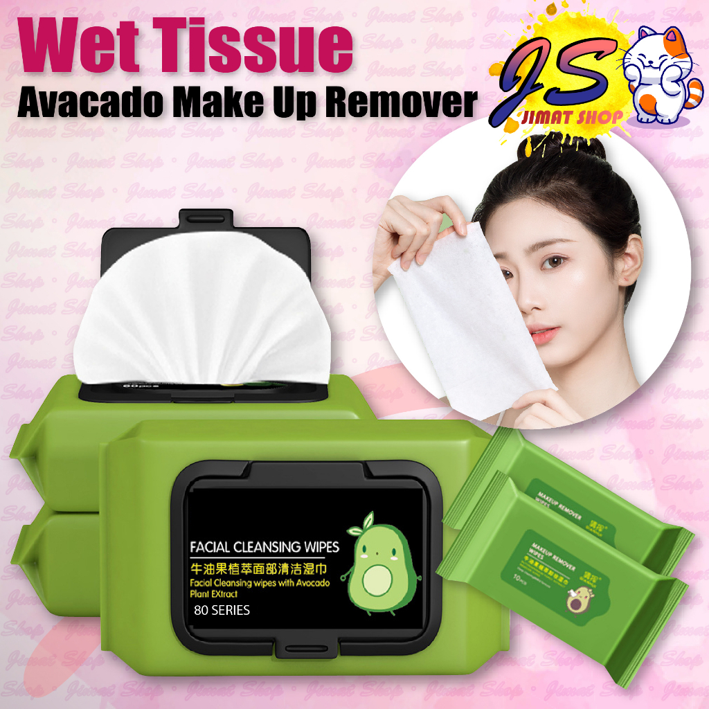 80pcs Avocado Makeup Remover Tisu Basah Penanggal Solekan Wipes Wet ...