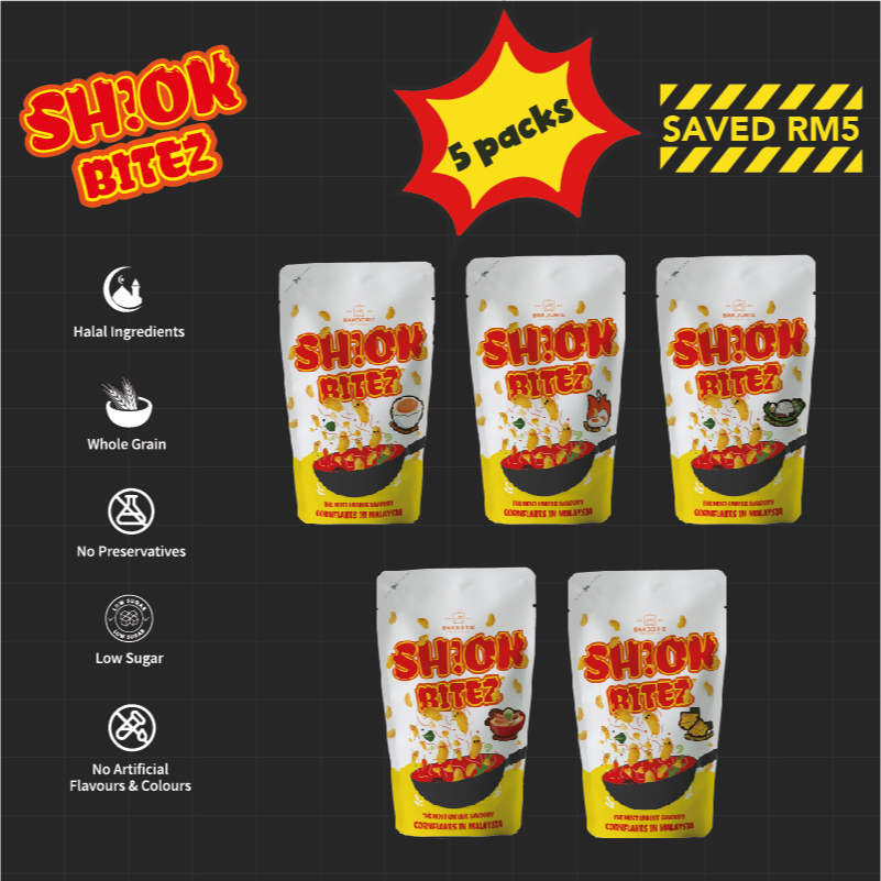 [5 Packs Mix] SHIOK Bitez Savory Cornflakes (Ori Salted Egg + Giler ...