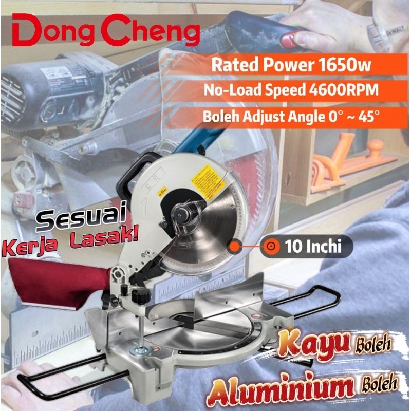 Dong Cheng DJX255 1650w 10'' Electric Miter Saw Mesin Potong Aluminium ...