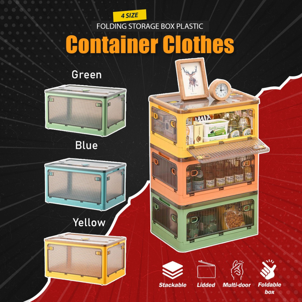 Foldable Storage Box with Lid Large Capacity Multipurpose Stackable ...