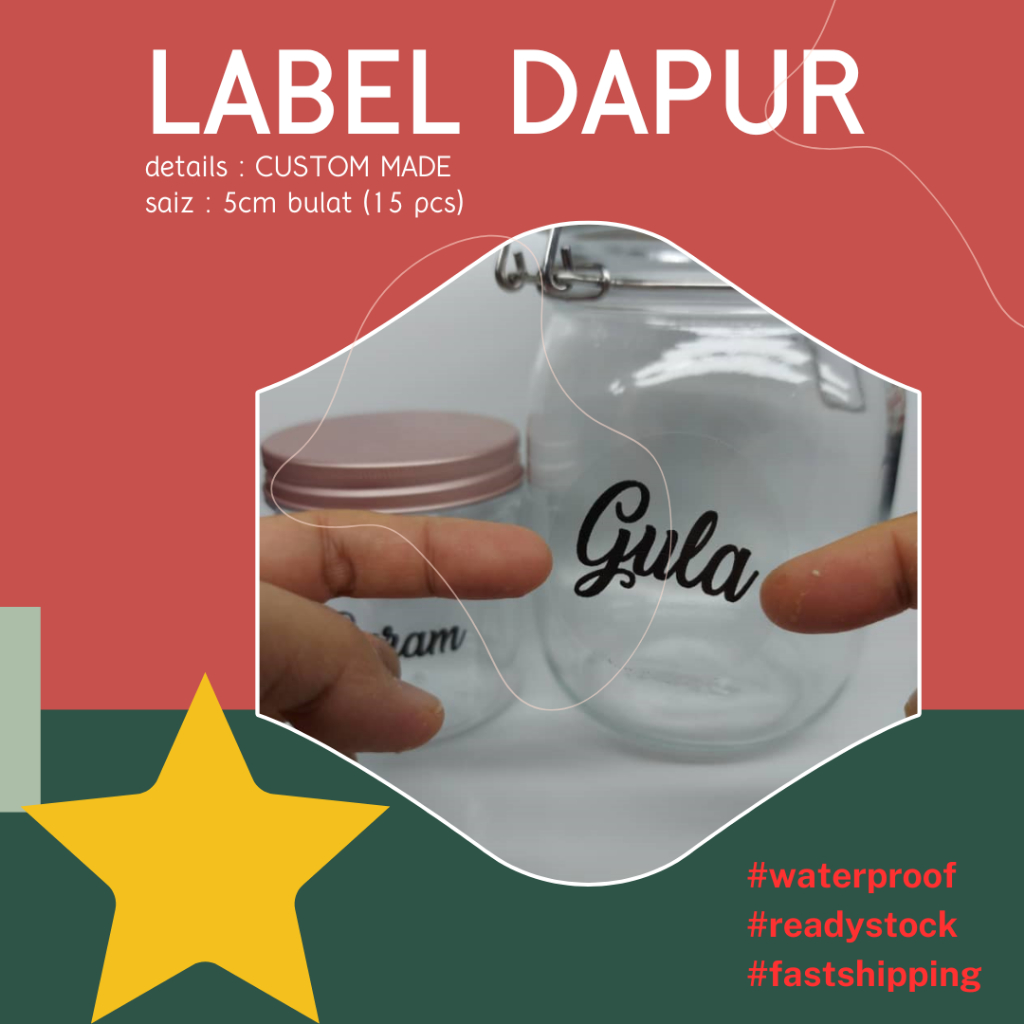 Custom Made Label Dapur Transparent Waterproof Saiz 5cm Bulat (15pcs ...