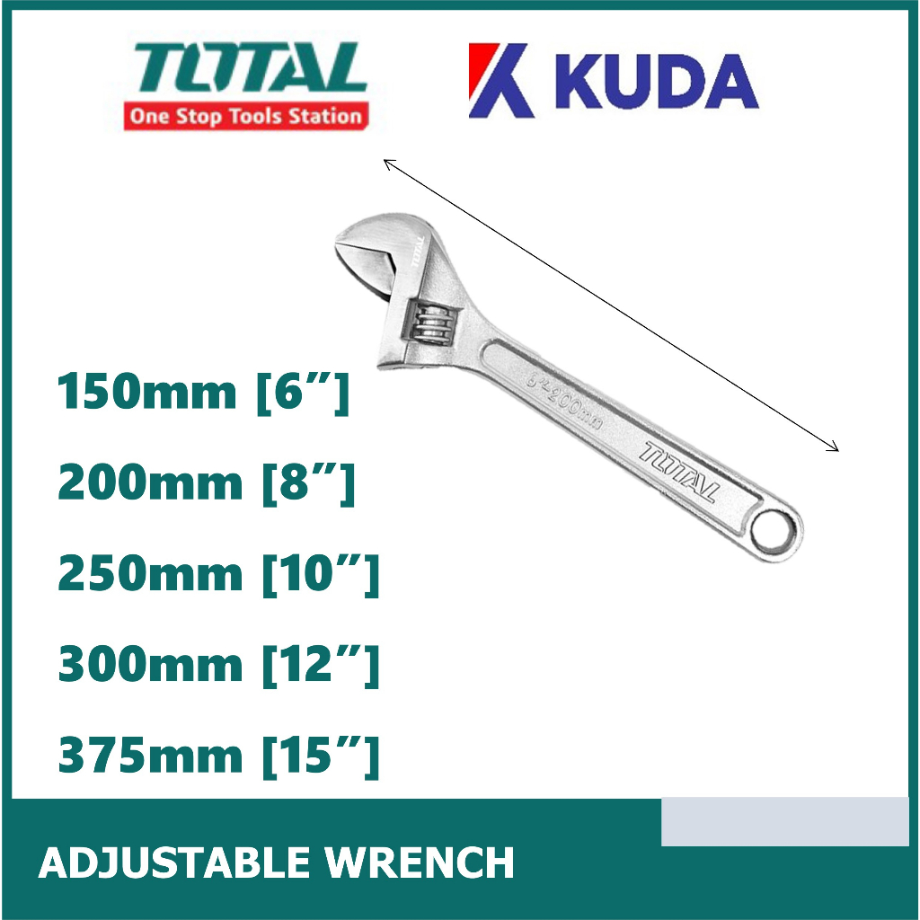 TOTAL Adjustable Wrench Set (6"/8"/10"/12"/15") THT101063/THT101083 ...