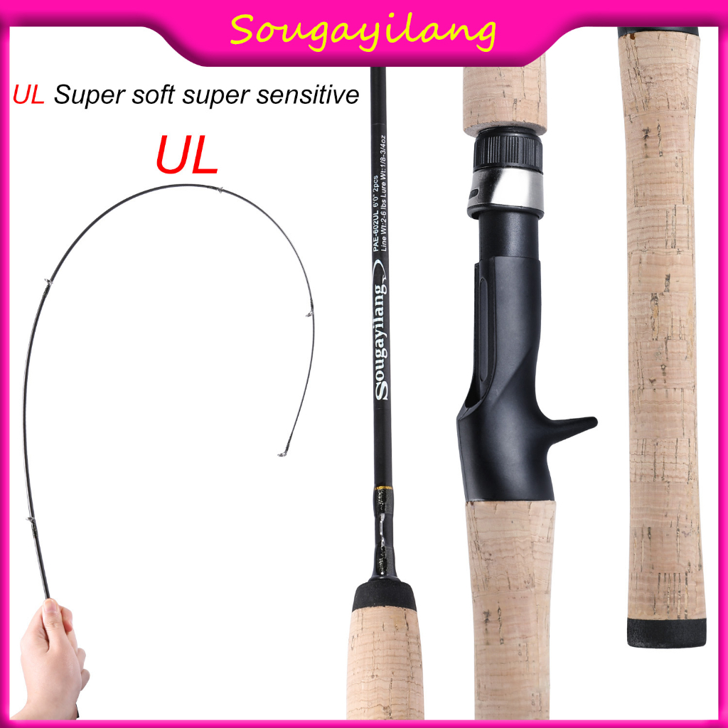 Sougayilang UL Carbon Fishing Rod 2 Section Spinning/Casting Rod For Saltwater And Freshwater (1 ...