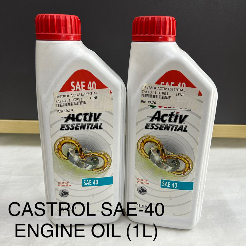 CASTROL ACTIV ESSENTIAL SAE 40 1 LITRE ENGINE OIL MOTORCYCLE MINYAK ...