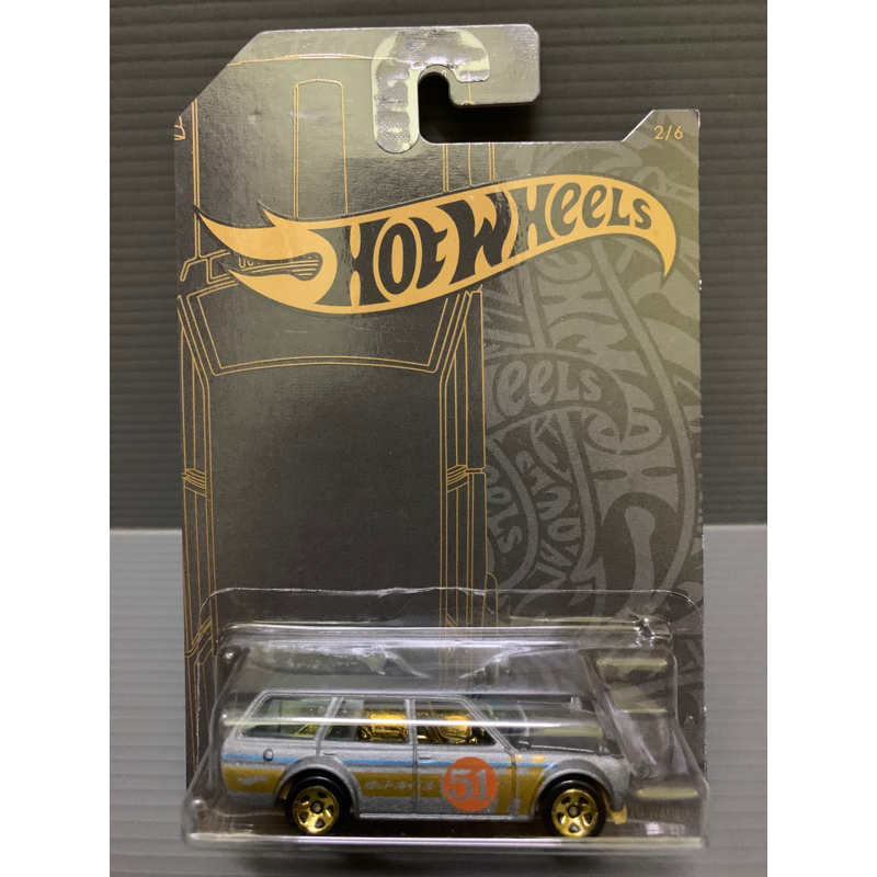 HOT WHEELS SATIN N GOLD 51st ANNIVERSARY DATSUN WAGON TOILET CHASE CAR ...