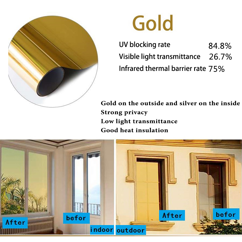 GOPHOTO Window Film One Way Daytime Privacy Static Cling Sun Blocking Anti UV Reflective Window ...