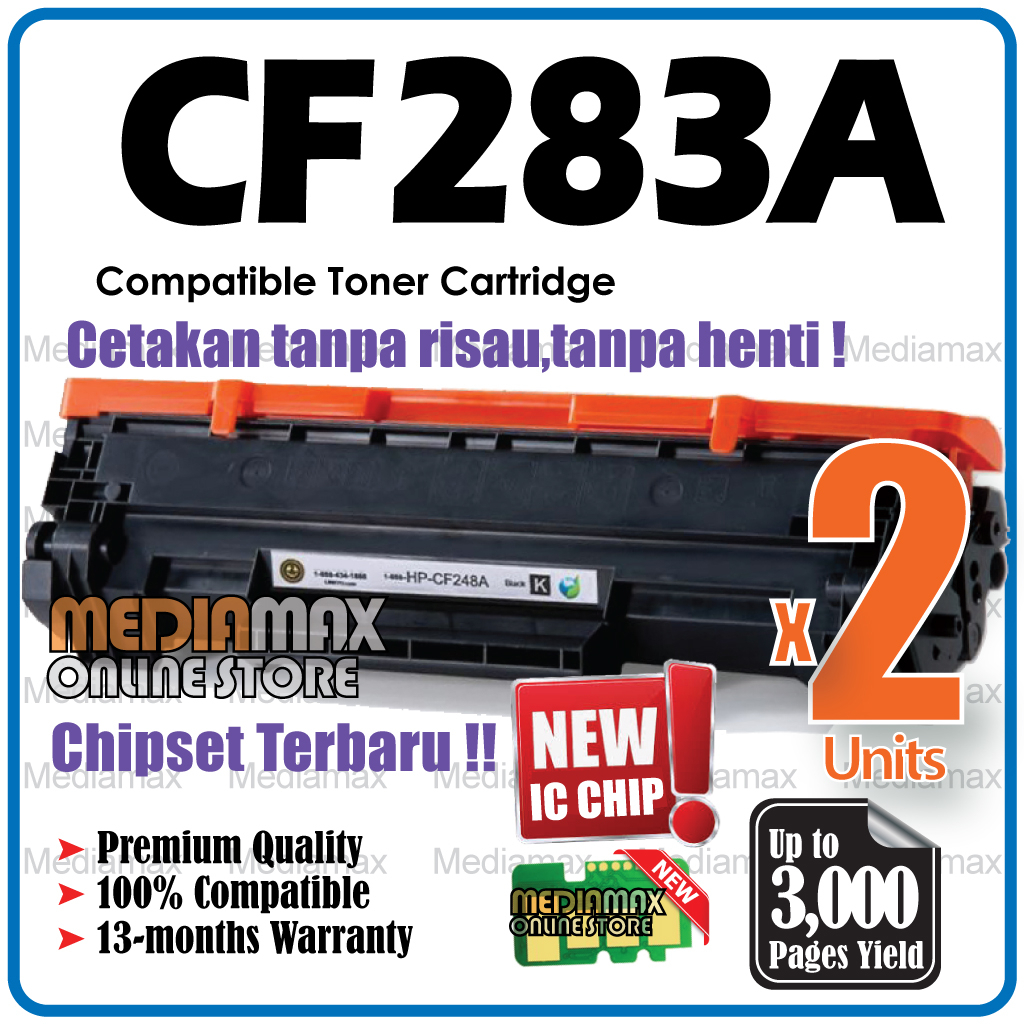 2x Compatible to HP CF283A HP83A 83A 283A HP LaserJet Pro M125 M127 ...
