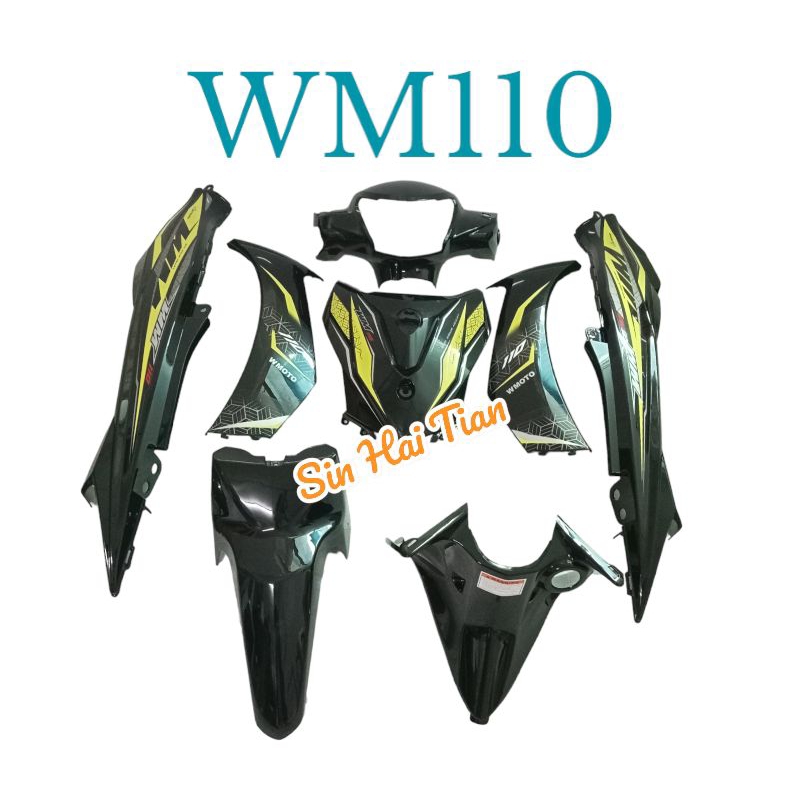 WMOTO WM110 Cover Sets Complete Sets Siap Sticker Original Hitam Biru ...