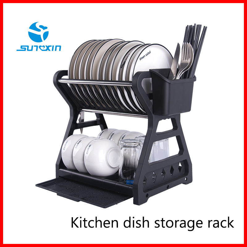 Sunxin Premium Plastic 2 Tier Layer Multipurpose Dish Rack Dish Drainer ...