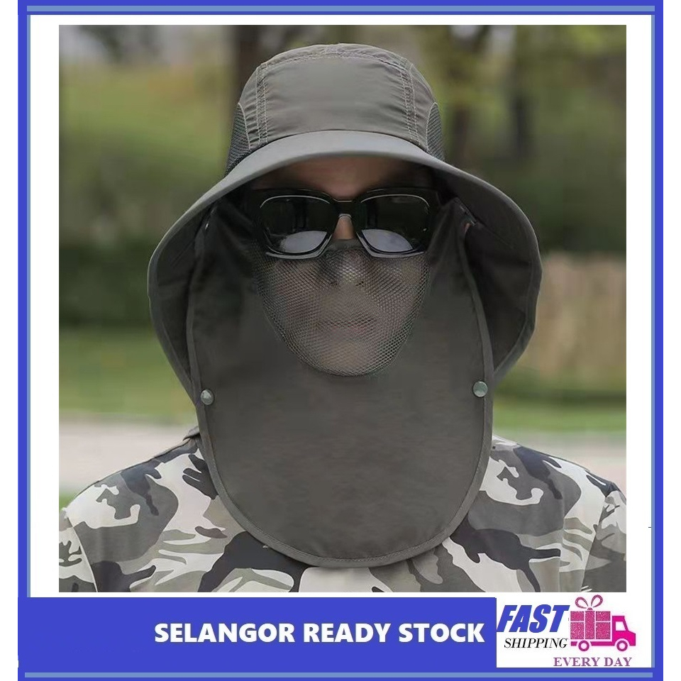Selangor Fishing Hat Neck Flap Full Face Cover Topi Penutup Anti ...