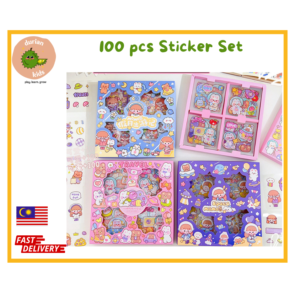 100pcs sticker set/ Sticker gift box/ No repeating PET washi Mate ...