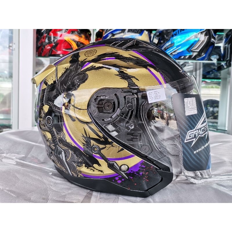 SPECIAL EDITION🔥 HELMET GRACSHAW GENNEX G535 JAPAN SAMURAI IKAN KOI ...