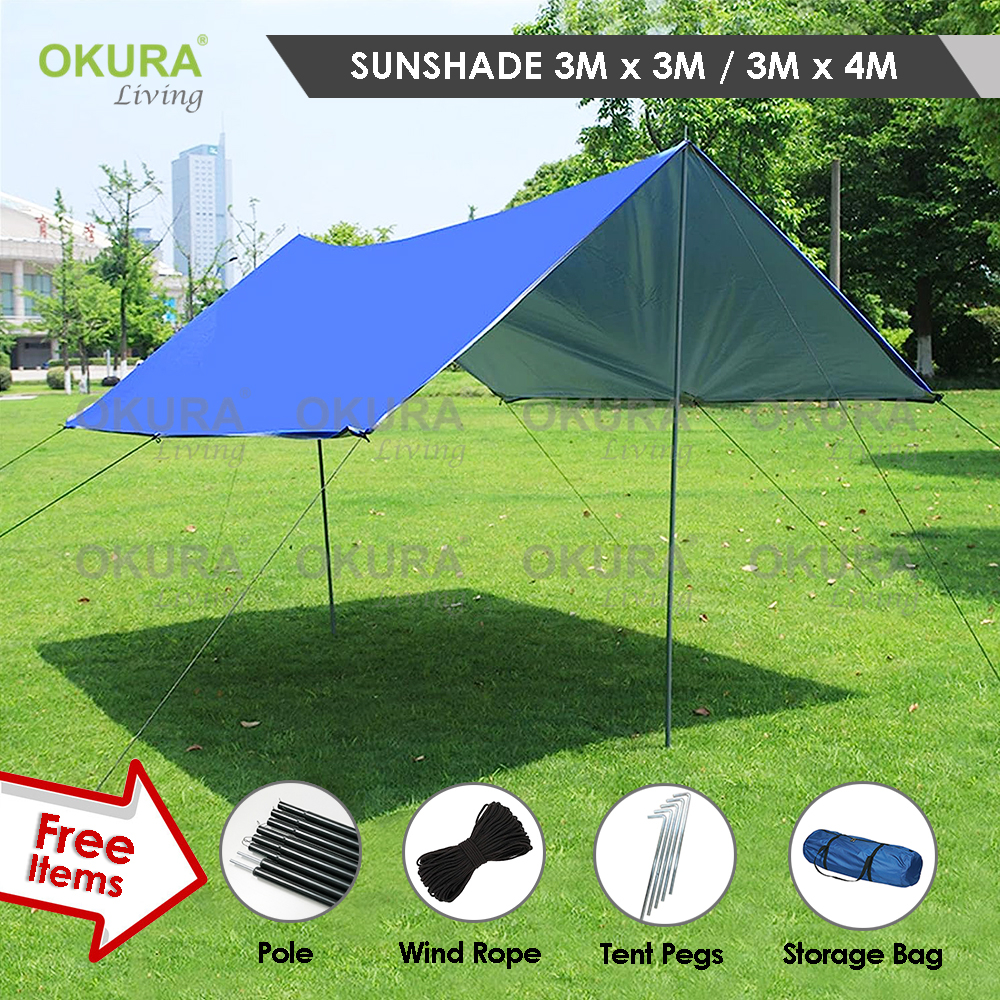 OKURA Sunshade Flysheet Waterproof Groundsheet Camping Tarp Tent ...
