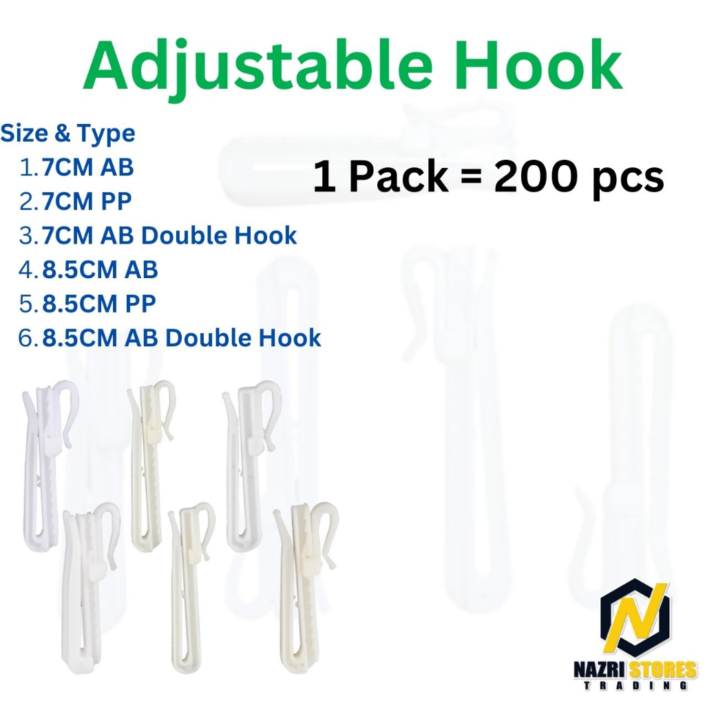 Adjustable Curtain Hook - Hook Langsir Boleh Laras - wholesale 200pcs ...
