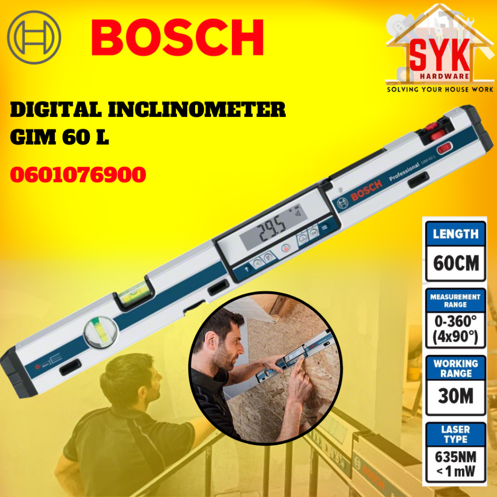 SYK Bosch GIM 60 L GIM60L Professional Digital Inclinometer Level Meter ...