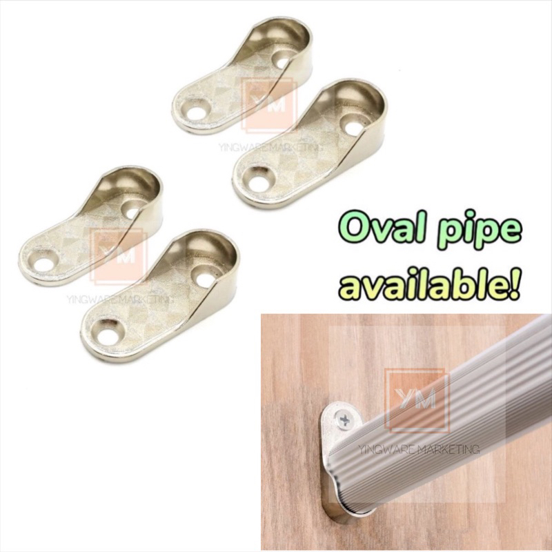 4 pieces oval holder bracket wardrobe closet cabinet aluminium pipe ...