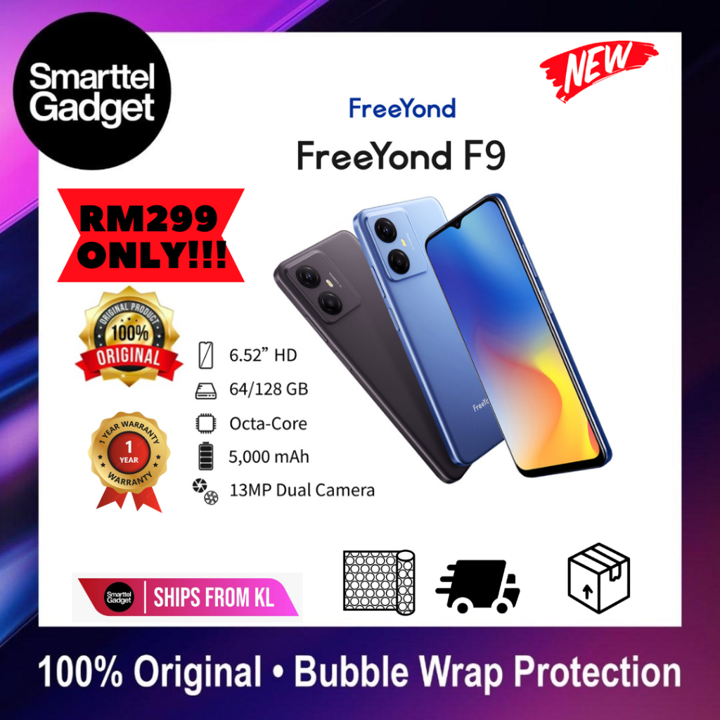 Original New FreeYond F9 - Black/Blue (64GB/128GB ROM + 4GB/6GB* RAM) 1 ...