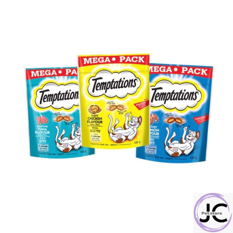 Temptations 160g Cat Treats MEGA PACK (Savory Salmon / Tempting Tuna ...