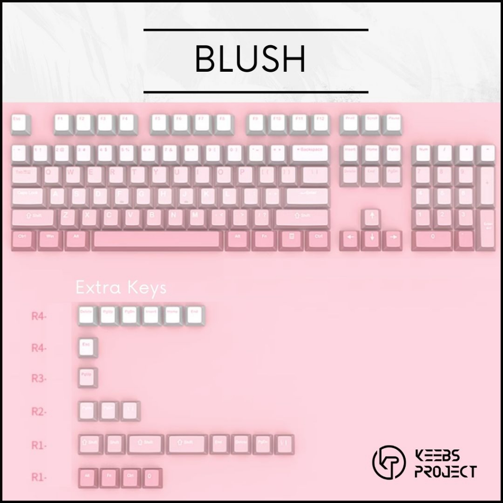 [READY STOCK] Blush Pink PBT Cherry Profile Gradient Keycap Set for ...
