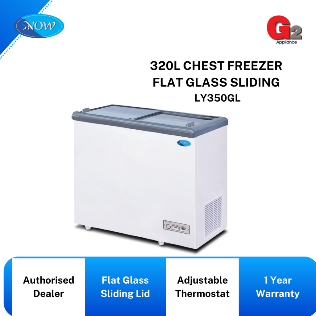 SNOW (AUTHORISED DEALER) 2-DOOR GLASS TOP FREEZER 300L [LY350GL] -SNOW ...