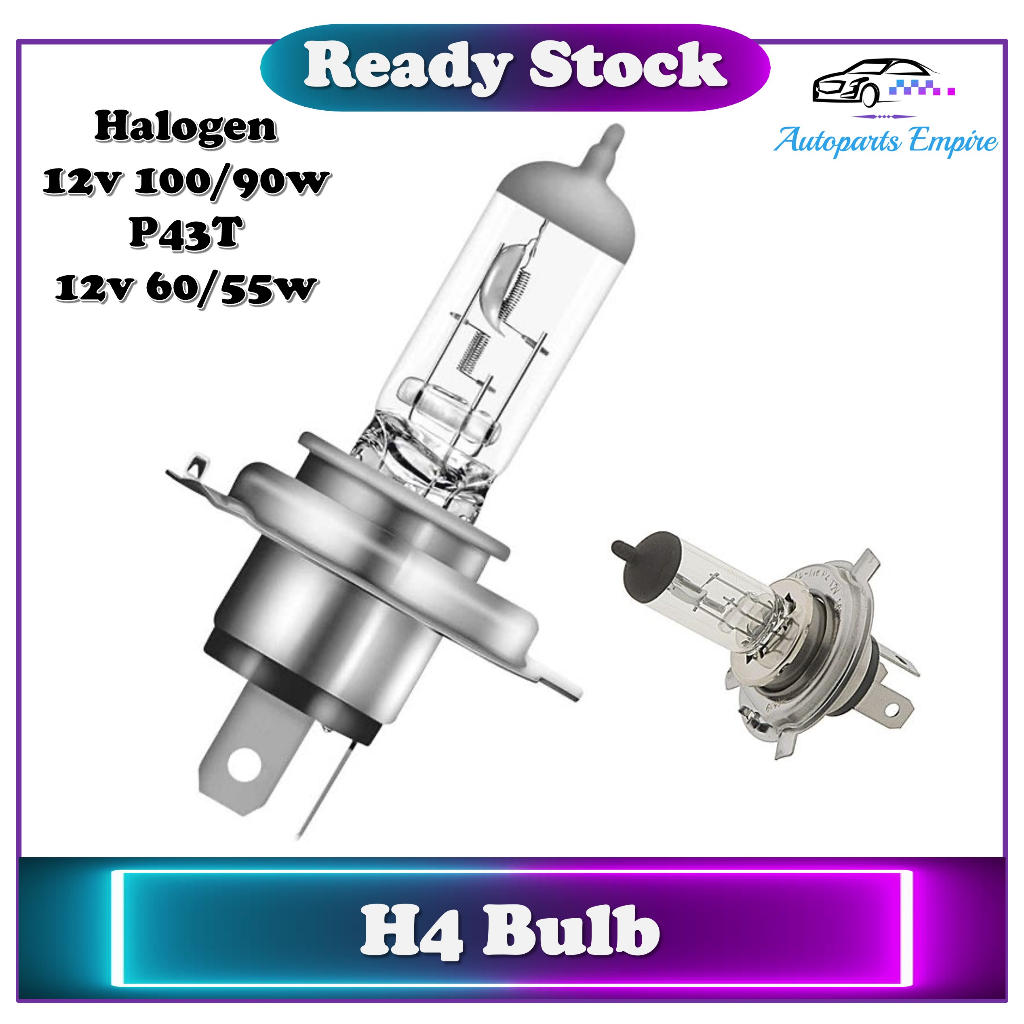 Halogen Bulb 】H4 - 12v - 60/55w - P43T ( Headlight Bulb / Perodua Myvi 2005 - 2011 / Viva ...