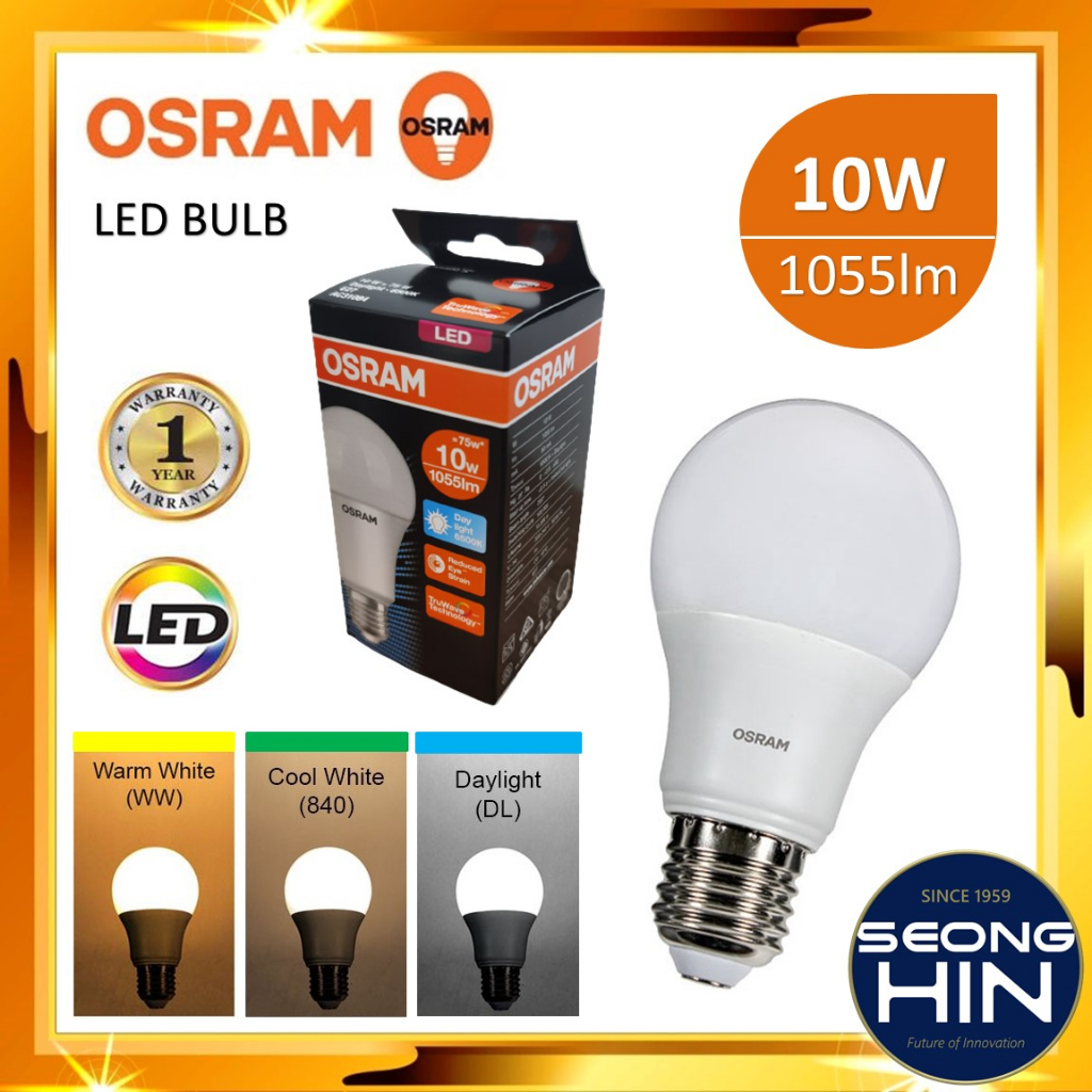 OSRAM 10W 13W LED Bulb 6500K 4000K 3000K / MENTOL BULAT LED Daylight ...