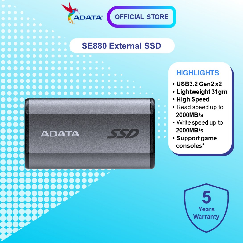 ADATA SSD PORTABLE ELITE SE880 (500GB/1TB/2TB) | Shopee Malaysia