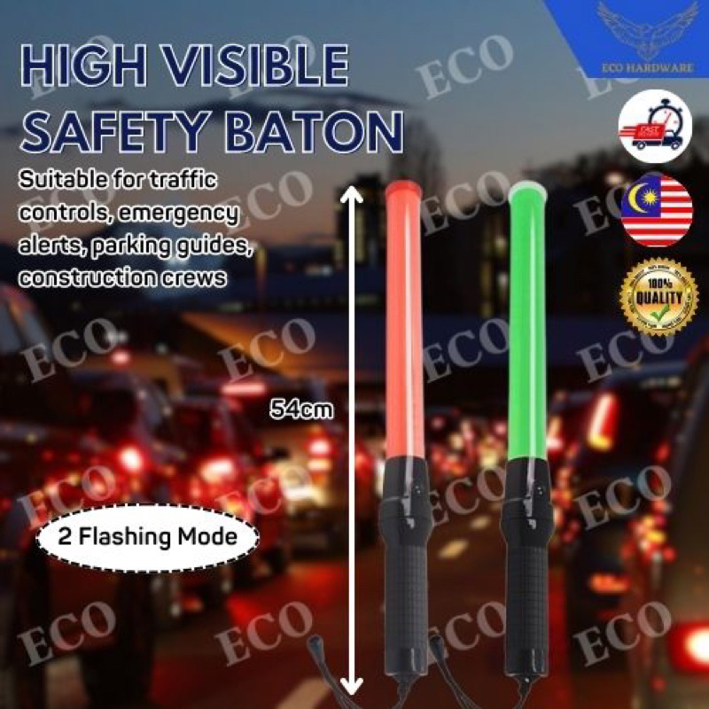 High Visible Traffic Safety Baton Light Stick 53cm RED GREEN Two ...