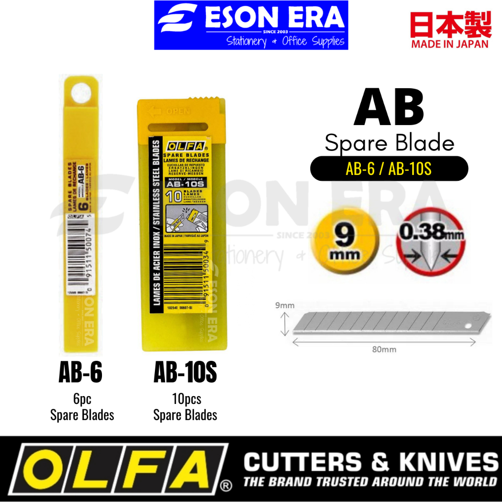 Olfa AB-6 / AB-10S Spare Blade 9mm Made in Japan Cutter Knife Pisau | Shopee Malaysia
