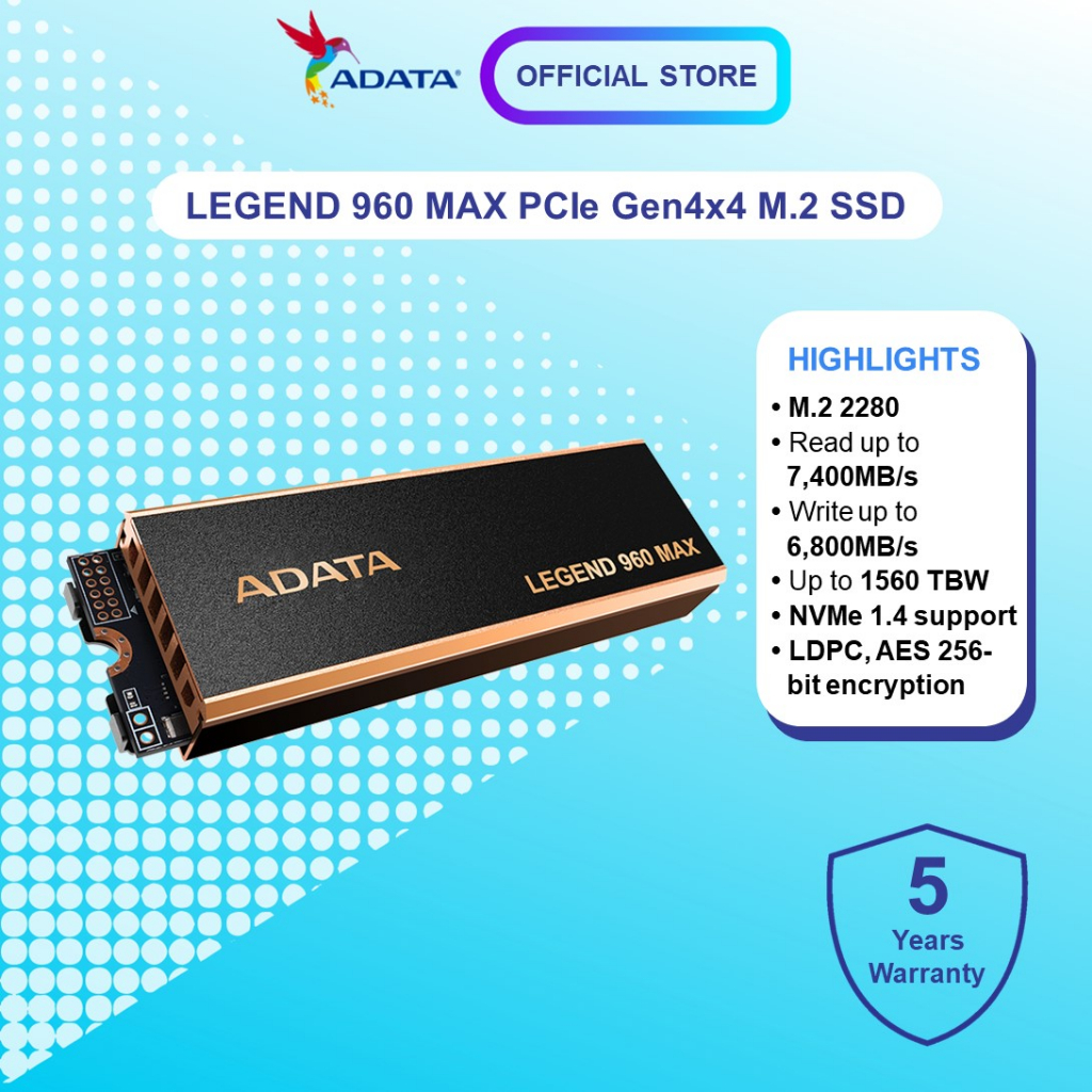 ADATA SSD LEGEND 960 MAX HEATSINK PCIe GEN4x4 M.2 2280 (XPG GAMING ...