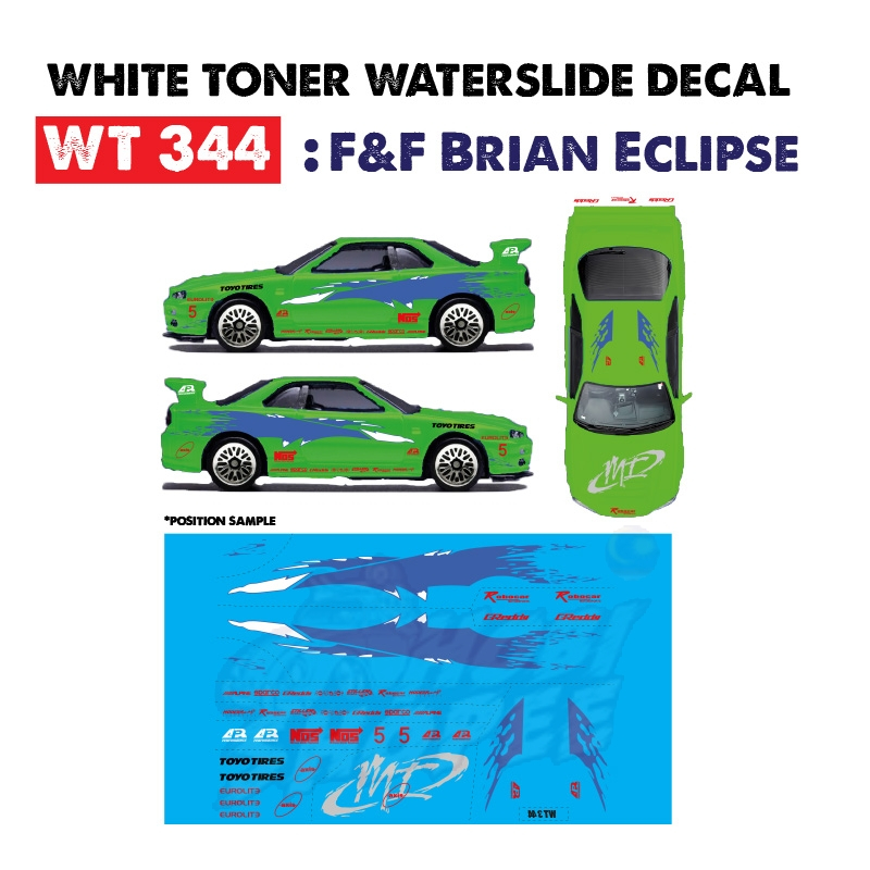 Brian Eclipse Decals Hotwheels Tomica 1:64 diecast custom white toner ...