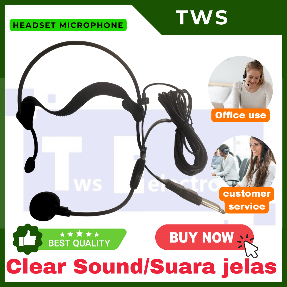 TWS HEADSET MICROPHONE MIKROFON PEMBESAR SUARA IMAM MASJID SEMBAHYANG ...