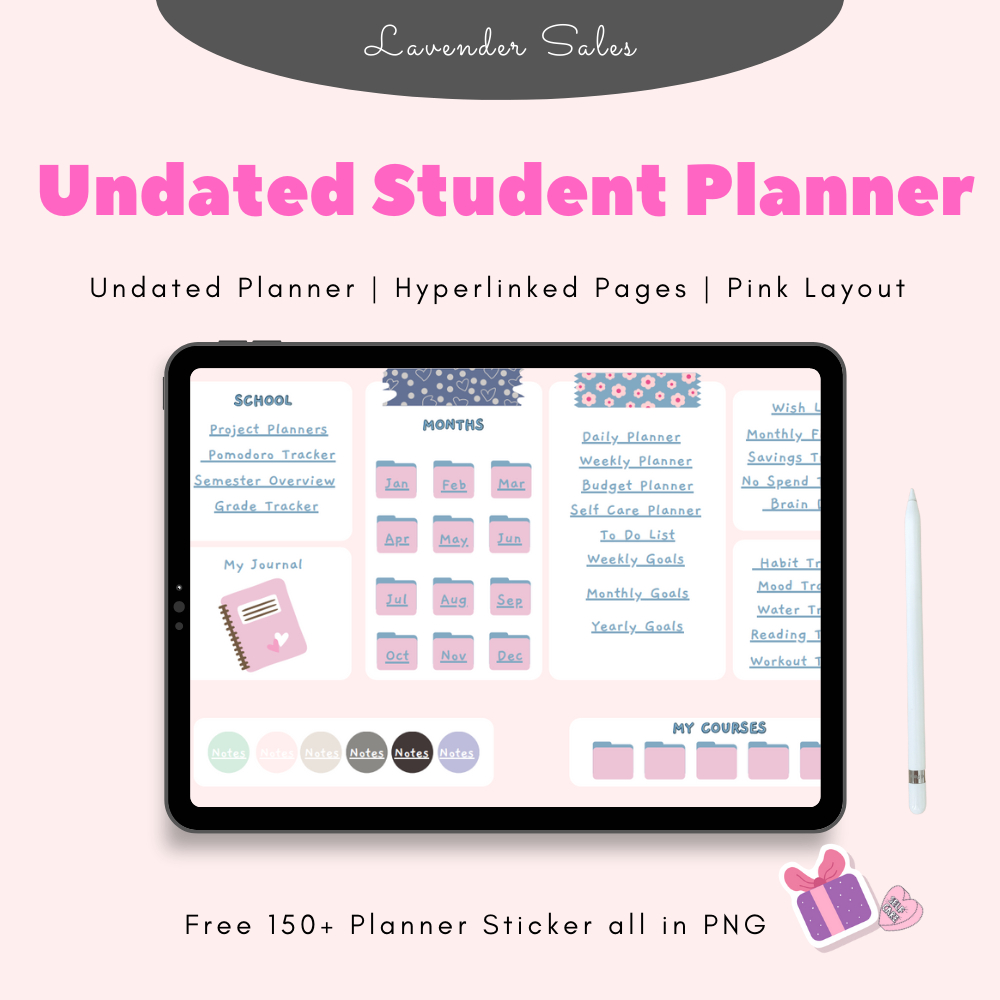 UNDATED STUDENT PLANNER (PINKY LAYOUT) | Shopee Malaysia