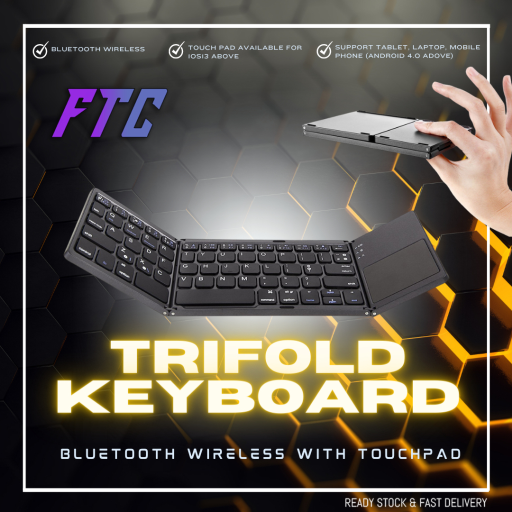 FTC Foldable Bluetooth Portable Wireless Keyboard with Sensitive ...
