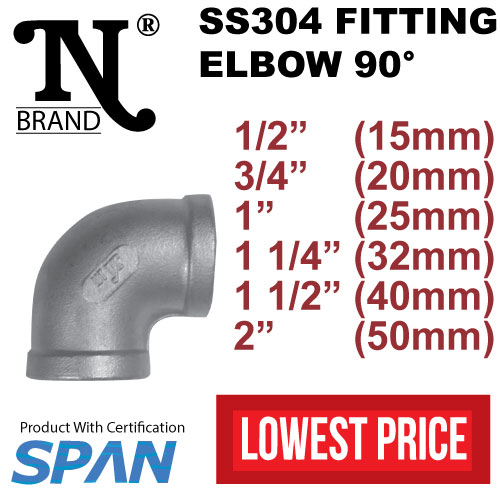 SUS304 SS304 FITTING ELBOW 90deg 15mm -50mm [SPAN approval] | Shopee ...