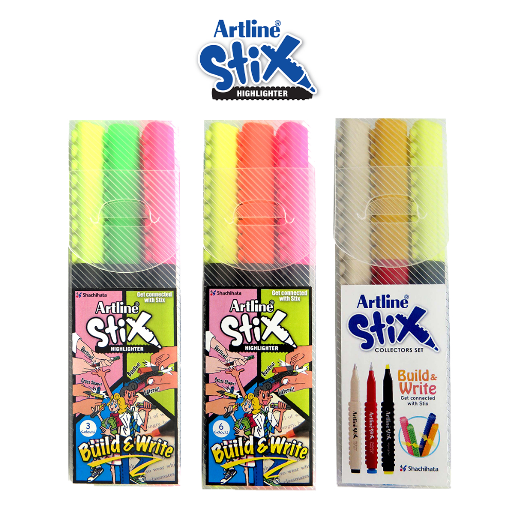 Artline STIX Highilghter, Mechanical Pencil, Ballpoint Pen Special Set ...