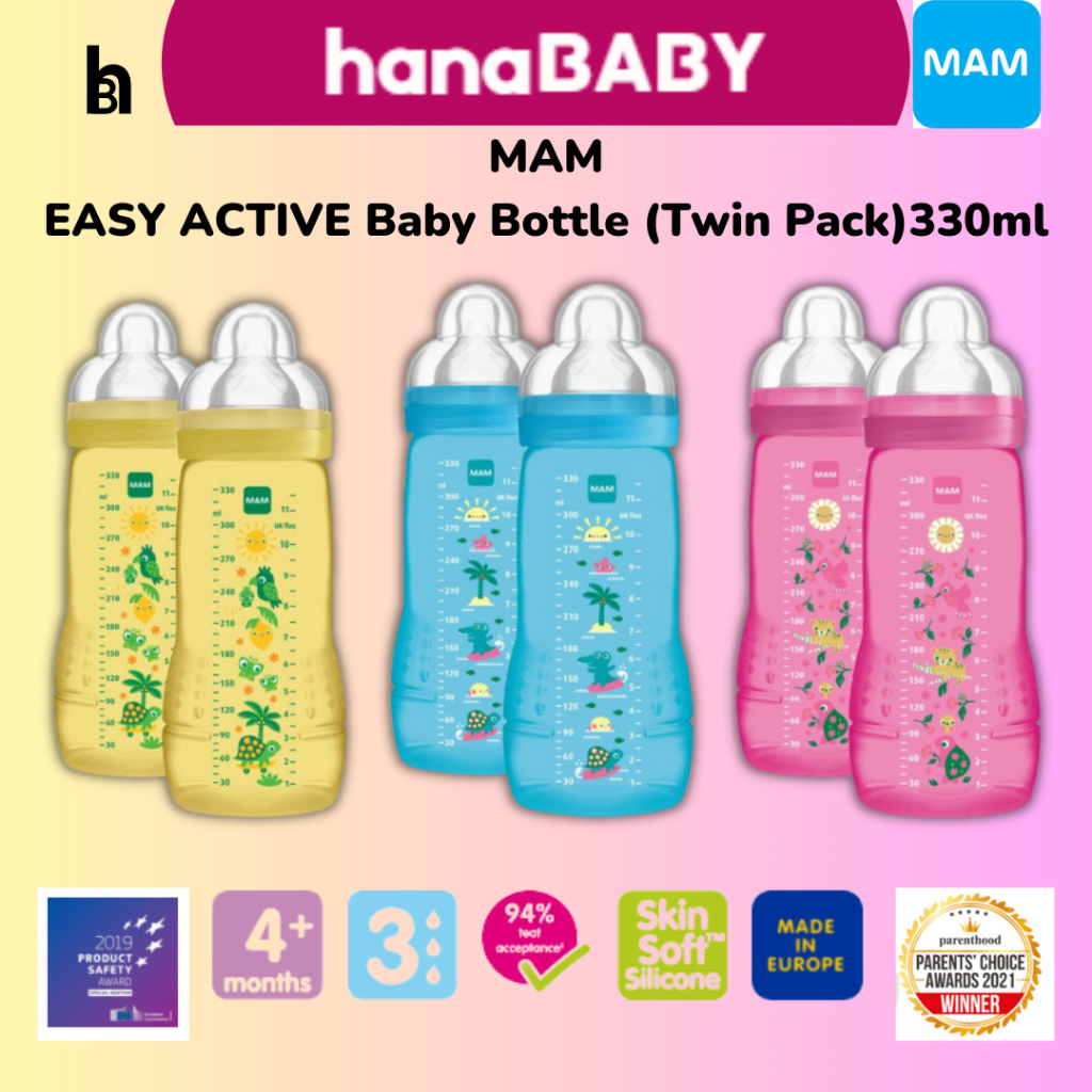 MAM EASY ACTIVE 330ml Twin Pack Baby Bottle / MAM Botol susu EASY ...