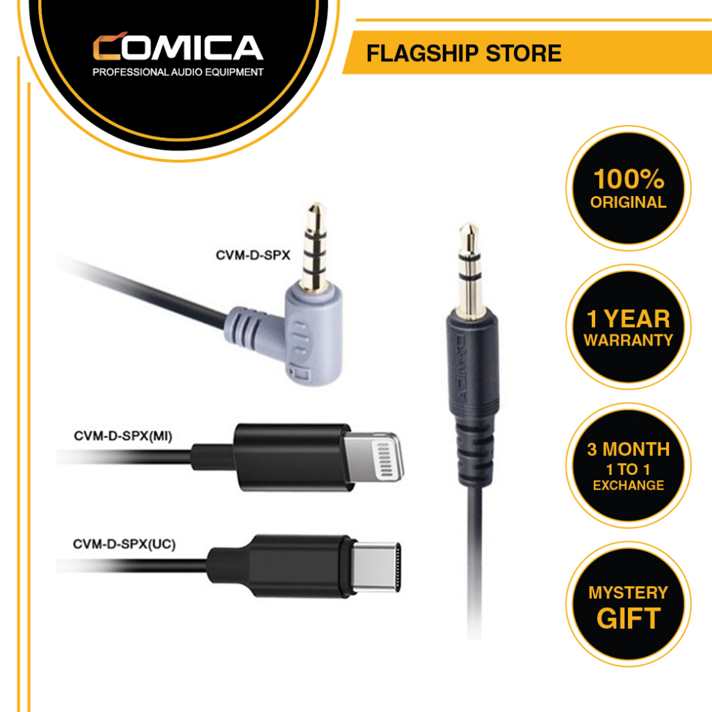 COMICA AUDIO TECH CVM-D-SPX 3.5mm TRS to TRRS/ USB TYPE-C/ Lightning Audio Cable Adapter For ...